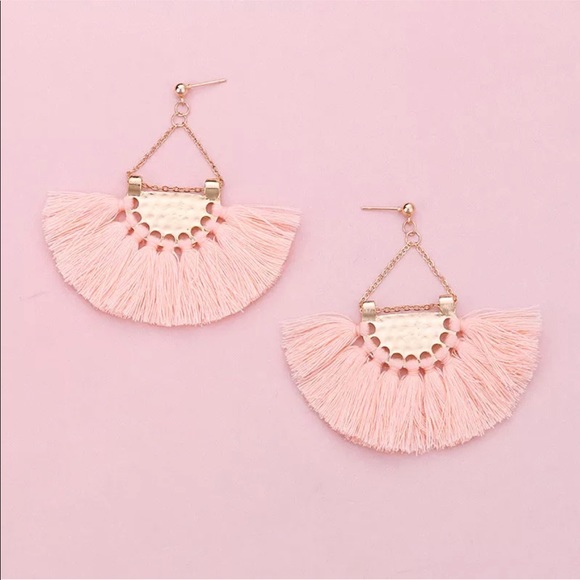 Jewelry | Light Pink Gold Tassel Dangle Earrings | Poshmark